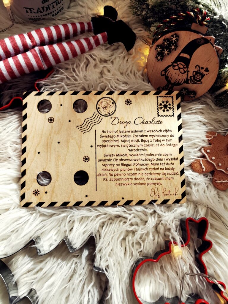 Drewniany list powitalny od Psotnego Elfa - Drewutnia