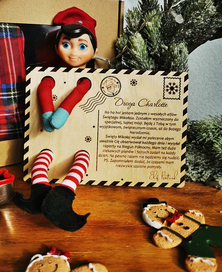 List powitalny od elfa Psotnika elf na półce elf shelf - Drewutnia